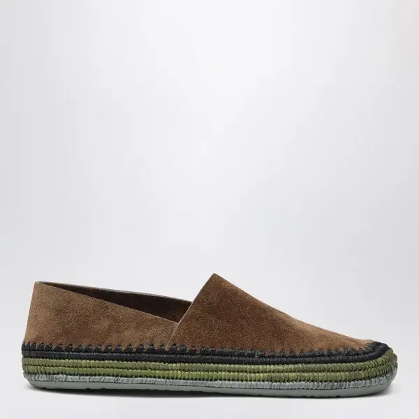 Loewe Rio Suede And Raffia Slippers