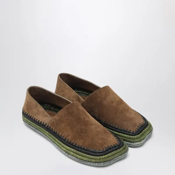 Loewe Rio Suede And Raffia Slippers