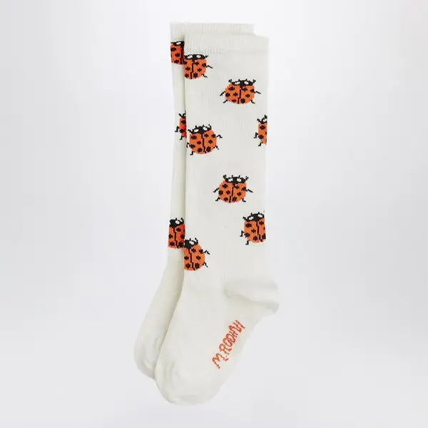 MINI RODINI Ladybug Knee-high Socks - White