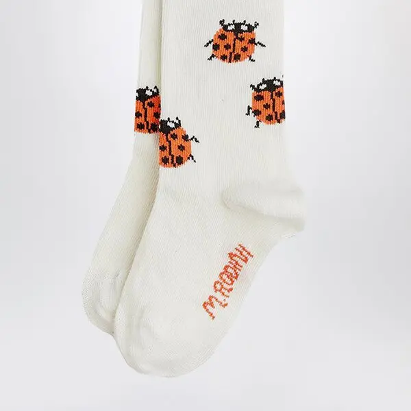 MINI RODINI Ladybug Knee-high Socks - White