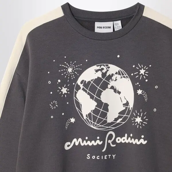 MINI RODINI Organic Cotton Fleece Sweatshirt With Contrast Sleeves - Green