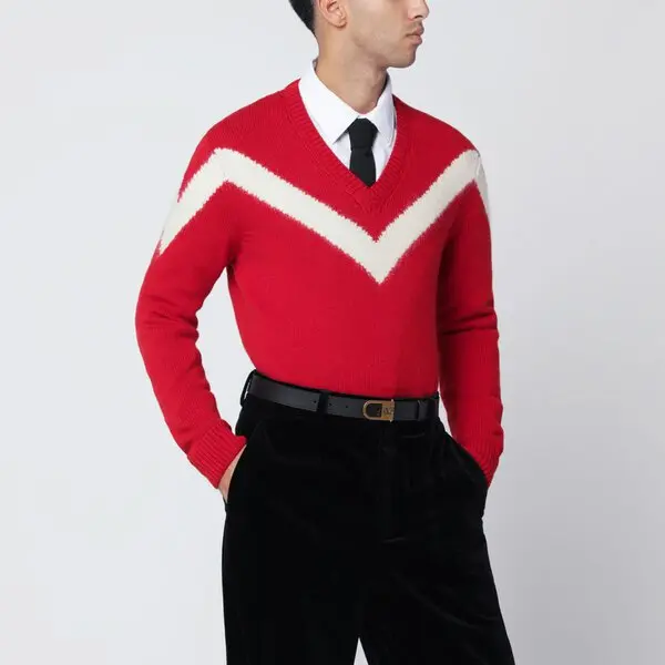 Valentino Garavani Wool Sweater With Vlogo Detail - Red