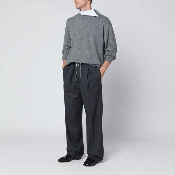 MAISON MARGIELA Pinstripe Wool Wide Trousers