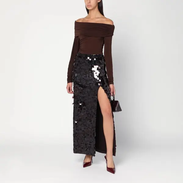 Andamane Off-the-shoulder Jersey Top - Brown