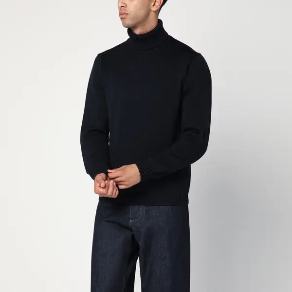 ROBERTO COLLINA Wool Turtleneck Sweater - Blue