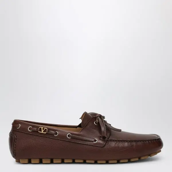 Valentino Garavani Leather Moccasin Driver Fantaway - Brown