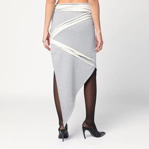 Attico Asymmetric Mélange Cotton Skirt