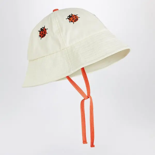 MINI RODINI Embroidered Fisherman Hat - White