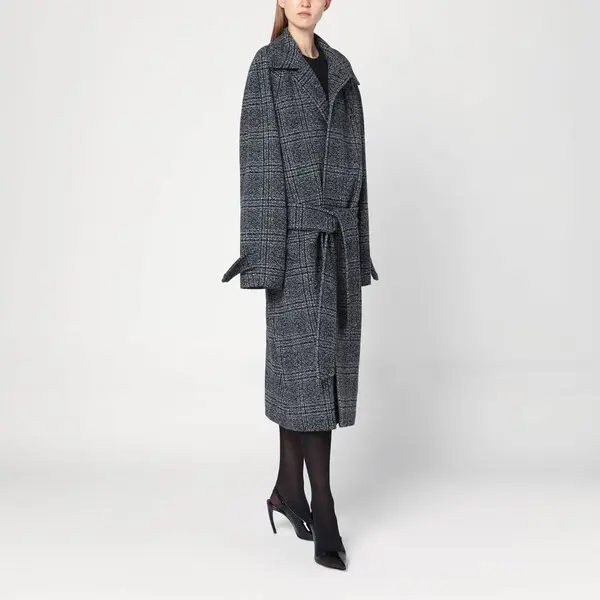 Balenciaga Raglan One-layer Checked Wool Coat - Black