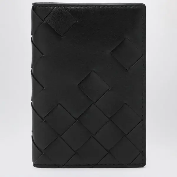 Bottega Veneta Card Holder With Flap In Braided - Black