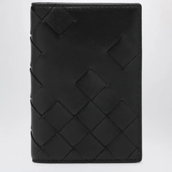 Bottega Veneta Card Holder With Flap In Braided - Black