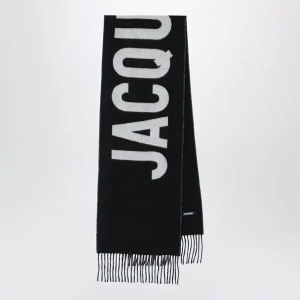 Jacquemus Wool Scarf With Logo - Black