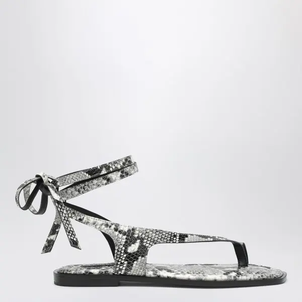 A.emery The Heidi Leather Snake-effect Sandals - White
