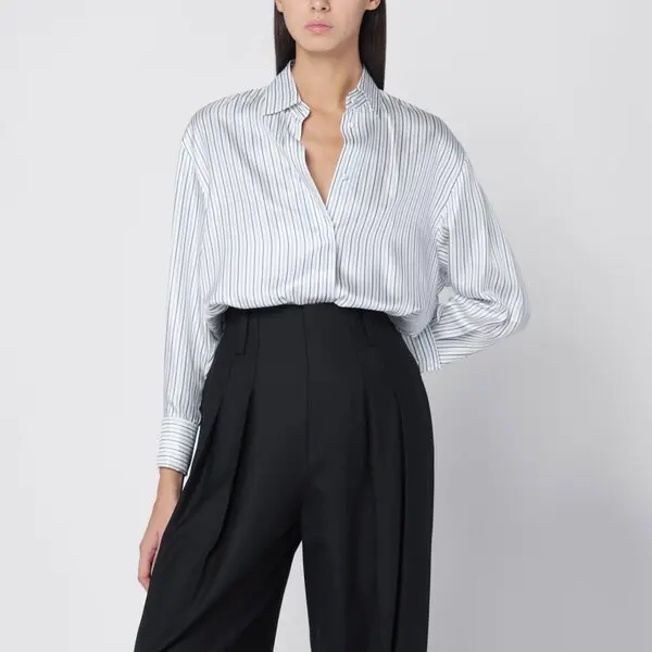 Max Mara Striped Silk Oversized Shirt - White