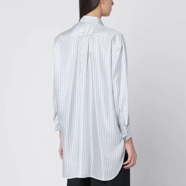 Max Mara Striped Silk Oversized Shirt - White