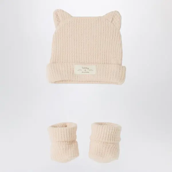 TEDDY & MINOU Two-piece Set With Beanie And Booties - Pink