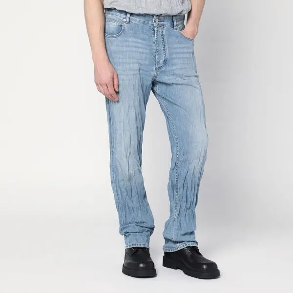Bottega Veneta Light Wash Jeans With Crinkled Faded Effect - Blue