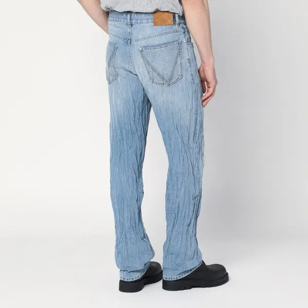 Bottega Veneta Light Wash Jeans With Crinkled Faded Effect - Blue