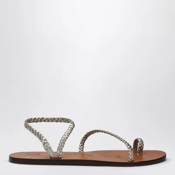 Manebí Platinum Leather Thong Sandals - Metal