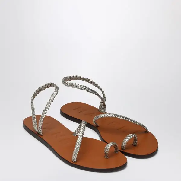 Manebí Platinum Leather Thong Sandals