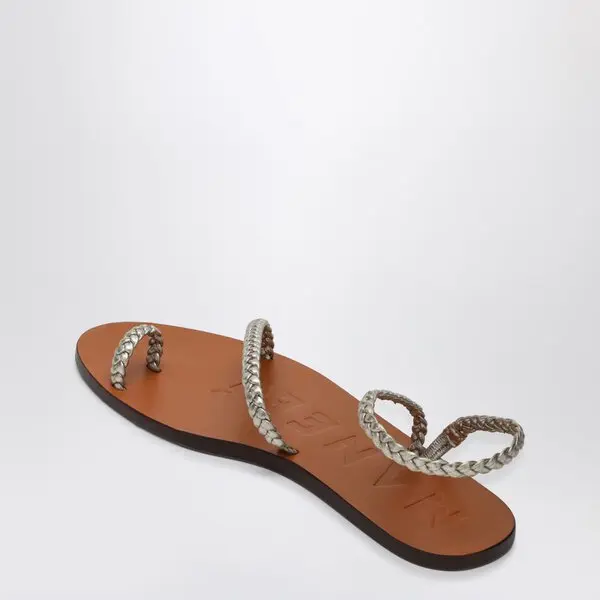 Manebí Platinum Leather Thong Sandals