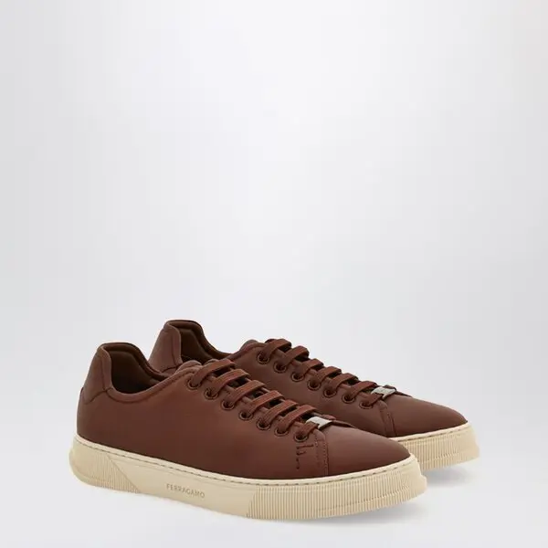 FERRAGAMO Leather Low-top Sneakers - Brown