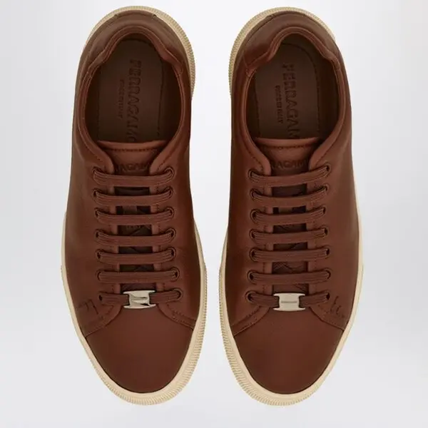 FERRAGAMO Leather Low-top Sneakers - Brown
