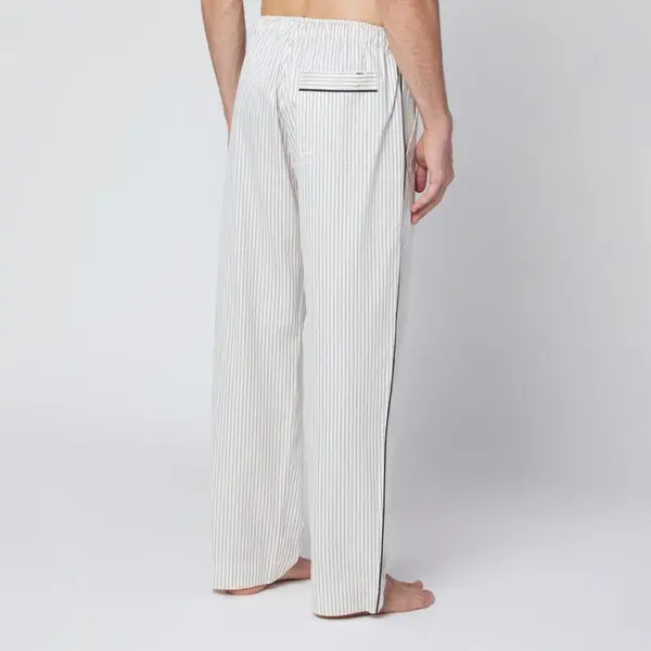 TEKLA Striped Pyjama Trousers - Black
