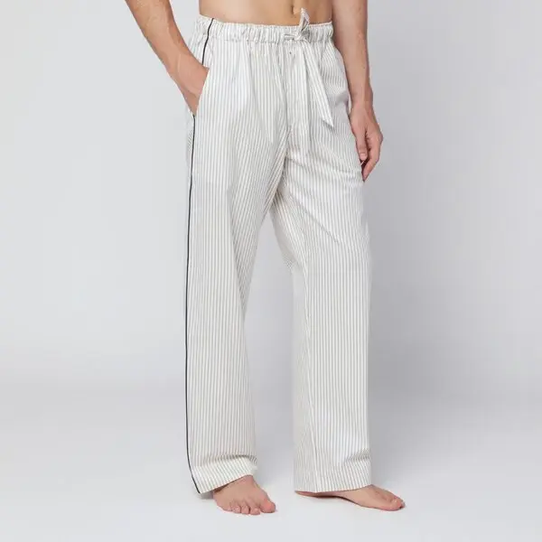 TEKLA Striped Pyjama Trousers - Black
