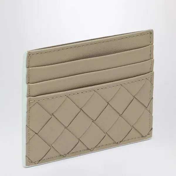 Bottega Veneta Intrecciato Credit Card Case Ecrù/glacier Blue - Multicolor