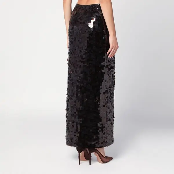 P.a.r.o.s.h Sequined Long Skirt With Slit - Black