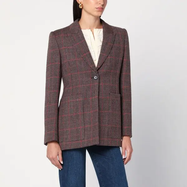 Chloé Single-breasted Checked Wool Jacket