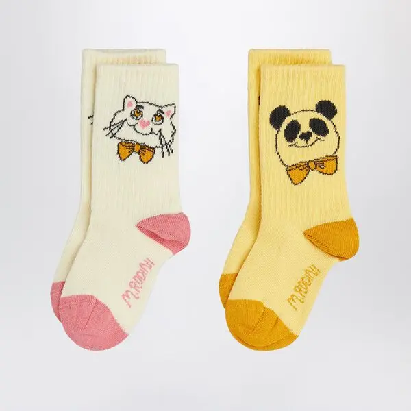 MINI RODINI Socks With Panda And Cat Motif - Multicolor