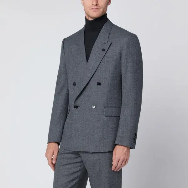 LARDINI Wool Double-breasted Jacket - Grey