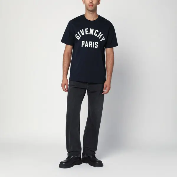 Givenchy Navy Short-sleeved T-shirt With Logo - Blue
