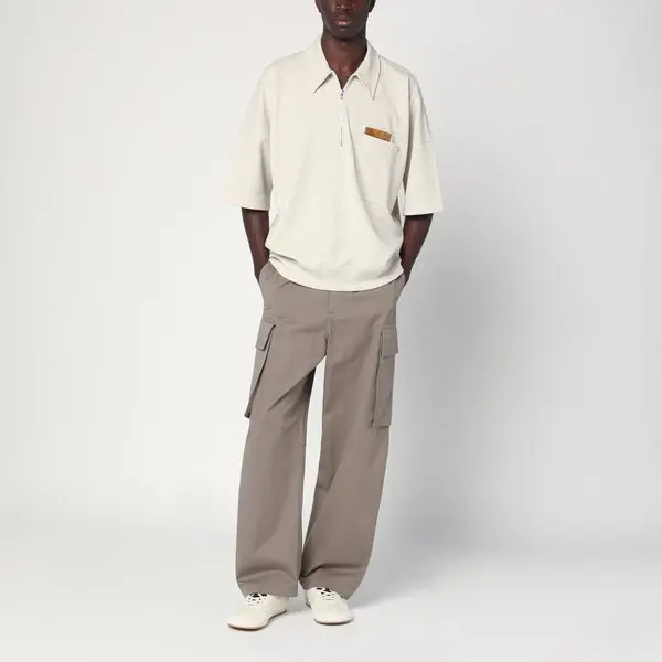 Bottega Veneta Sea Salt Mélange Cotton Polo - Grey