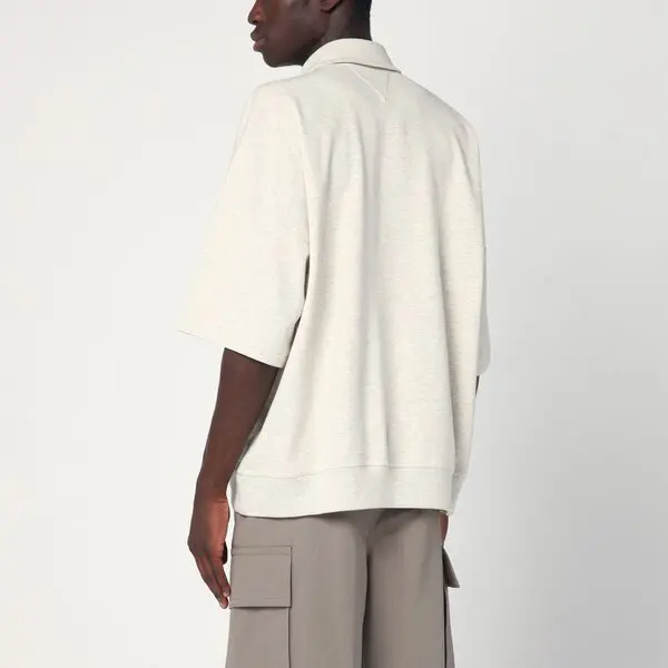 Bottega Veneta Sea Salt Mélange Cotton Polo - Grey