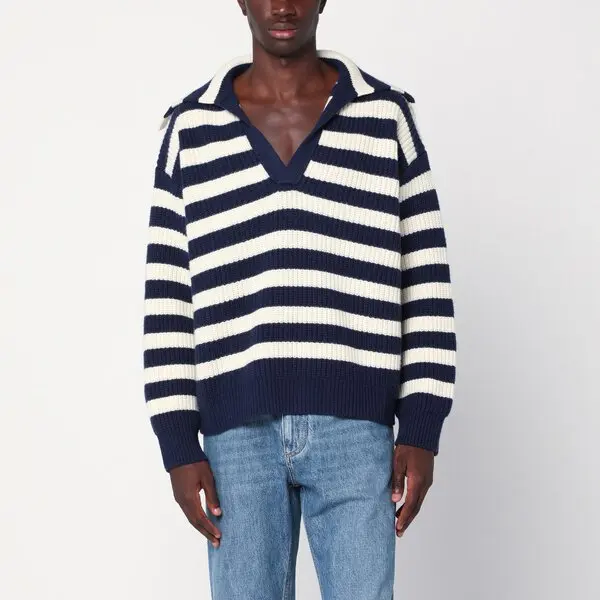 Bottega Veneta Striped Wool-blend Sweater - Blue