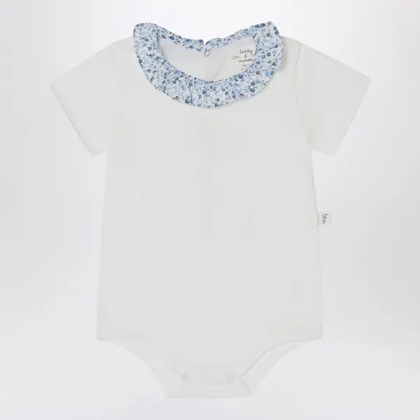 TEDDY & MINOU Romper With Liberty Fabric Collar - White