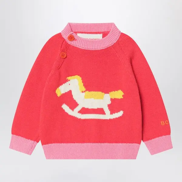 BOBO CHOSES Cotton Rocking Horse Sweater - Red