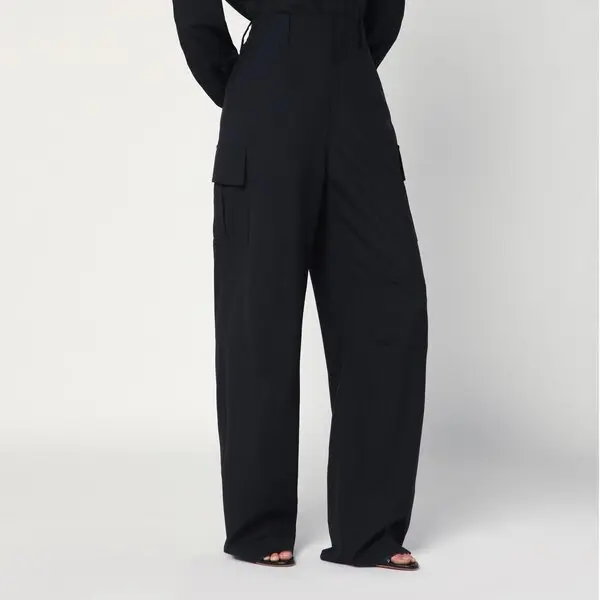 Bottega Veneta Wool Wide Leg Cargo Trousers