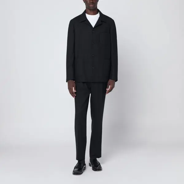 SANTANIELLO Single-breasted Suit In Wool Blend - Black