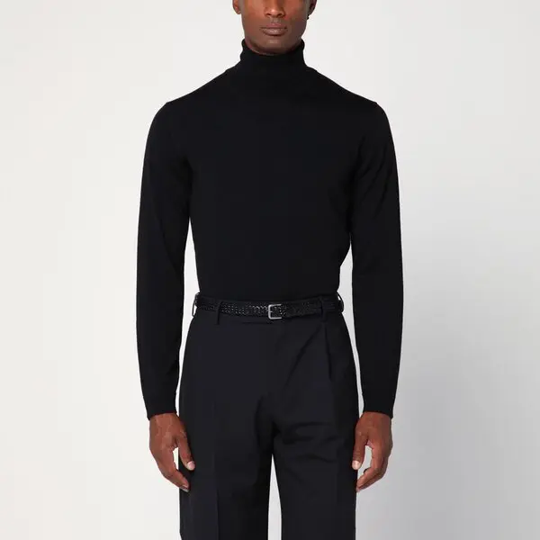 ROBERTO COLLINA Wool Turtleneck Sweater - Black