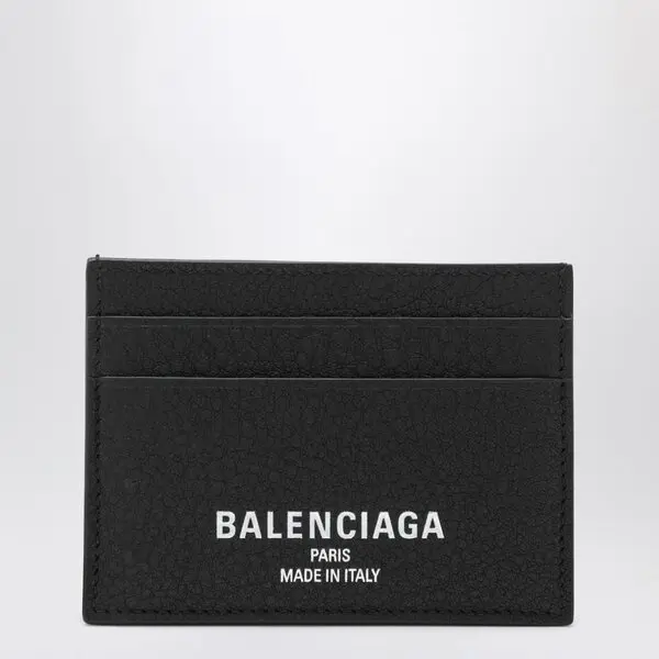 Balenciaga Credit Cardholder In Hammered Leather - Black