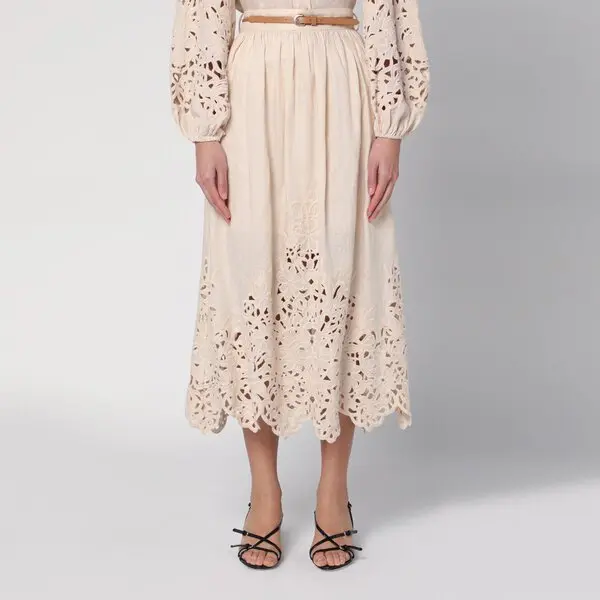 Zimmermann Wylie Linen Midi Skirt - Beige