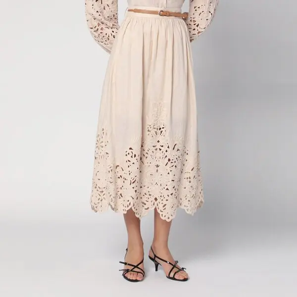 Zimmermann Wylie Linen Midi Skirt - Beige
