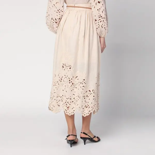 Zimmermann Wylie Linen Midi Skirt - Beige