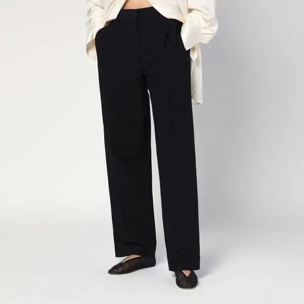 THE ROW Lilas Wool And Linen Trousers - Black
