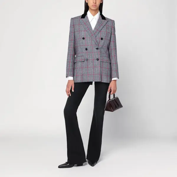 Chloé Checkered Wool Double-breasted Blazer