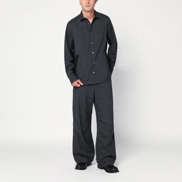 Sacai Gray Plaid Wool Shirt Jacket